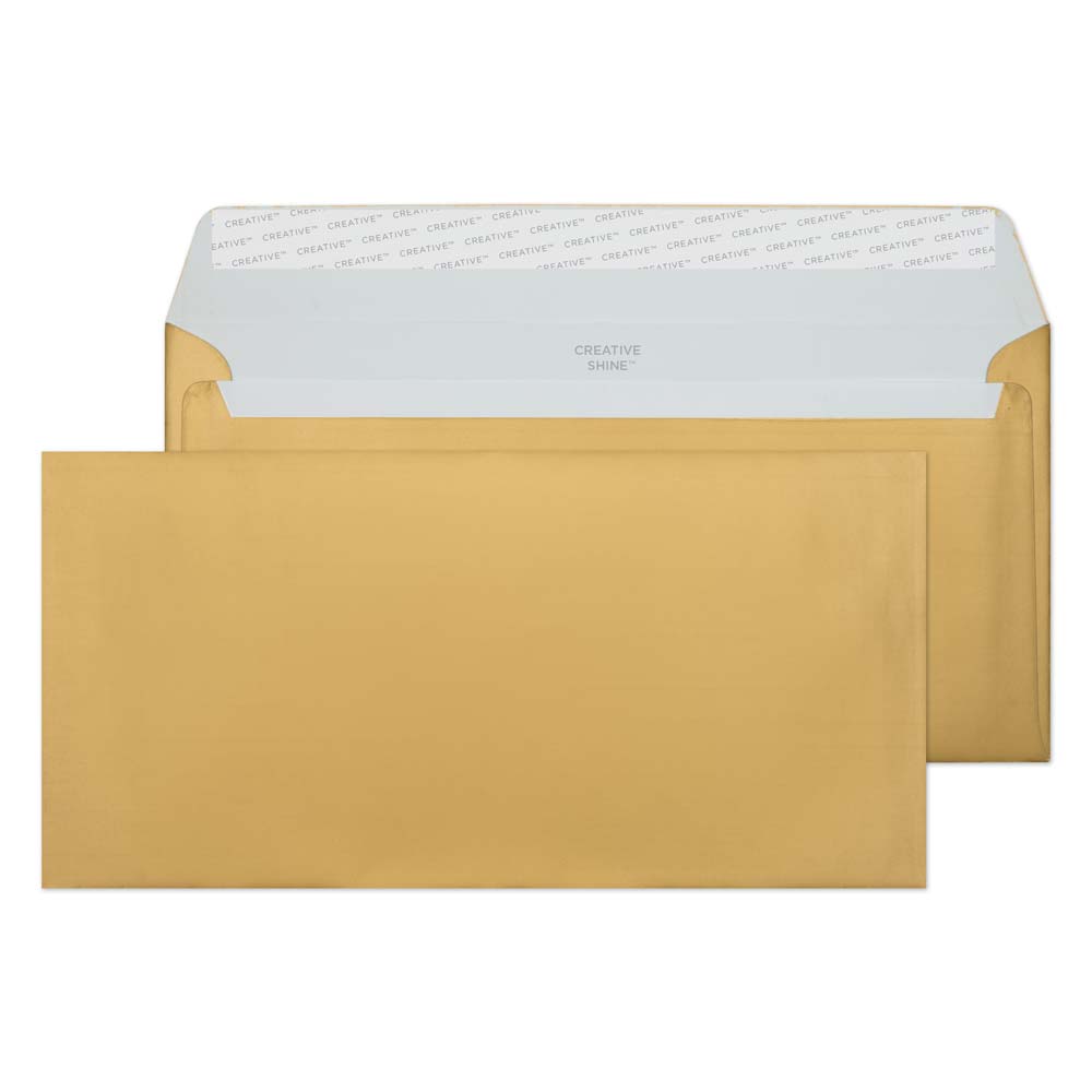 DL+ Metallic Gold 130gsm Wallet Peel & Seal Envelopes (Qty 500) 114mm ...