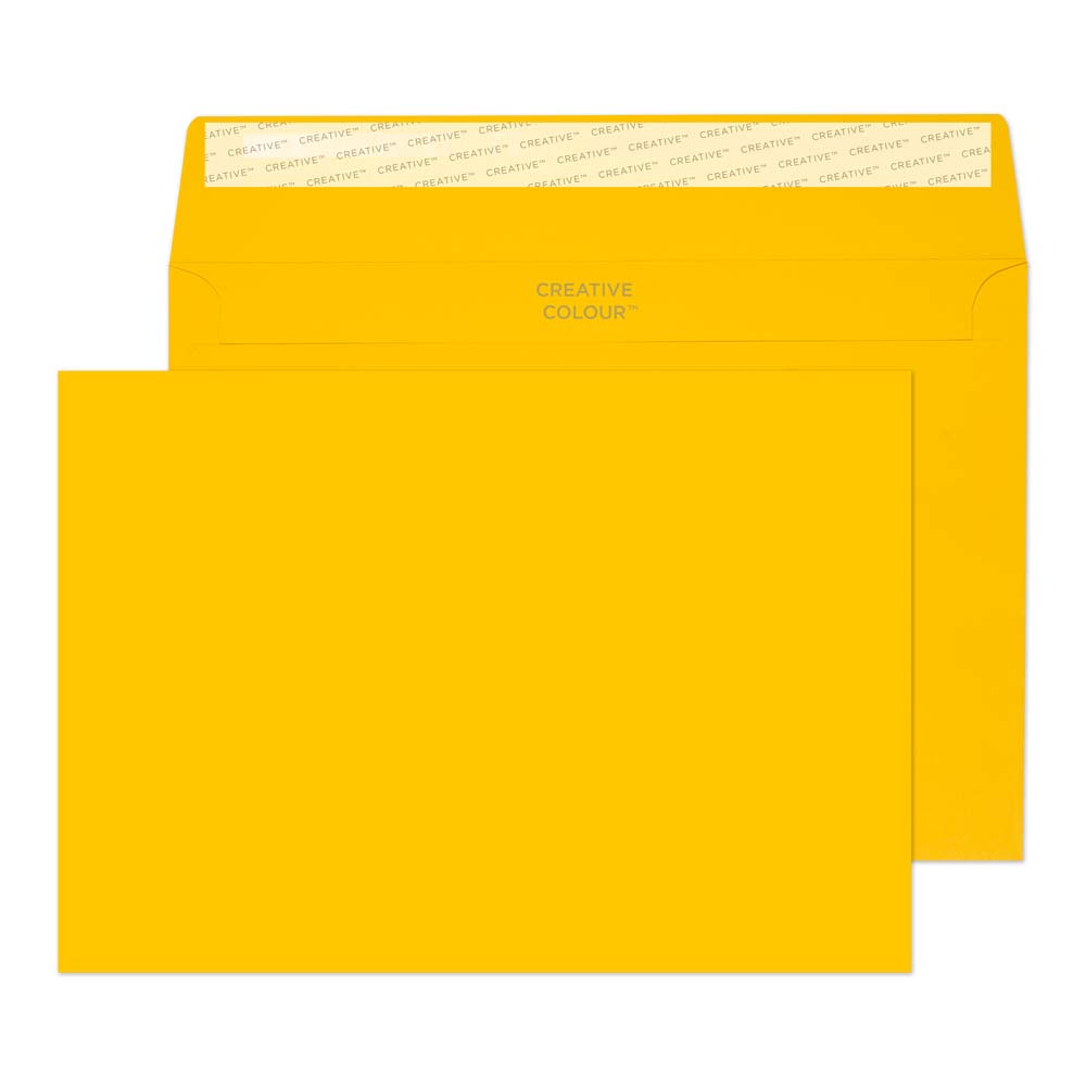 C5 Egg Yellow 120gsm Peel & Seal Envelopes (Qty 500) 162mm x 229mm ...