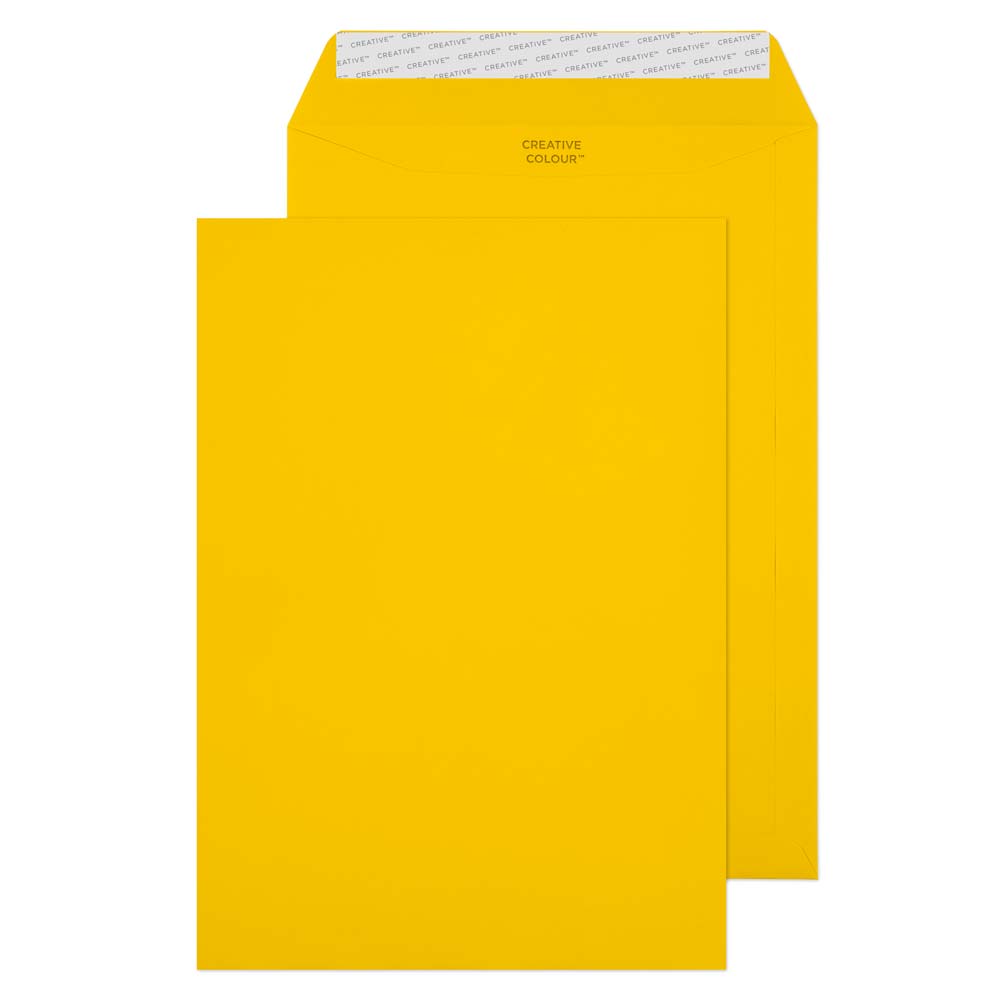 C4 Egg Yellow 120gsm Peel & Seal Envelopes (Qty 250) 229mm x 324mm ...