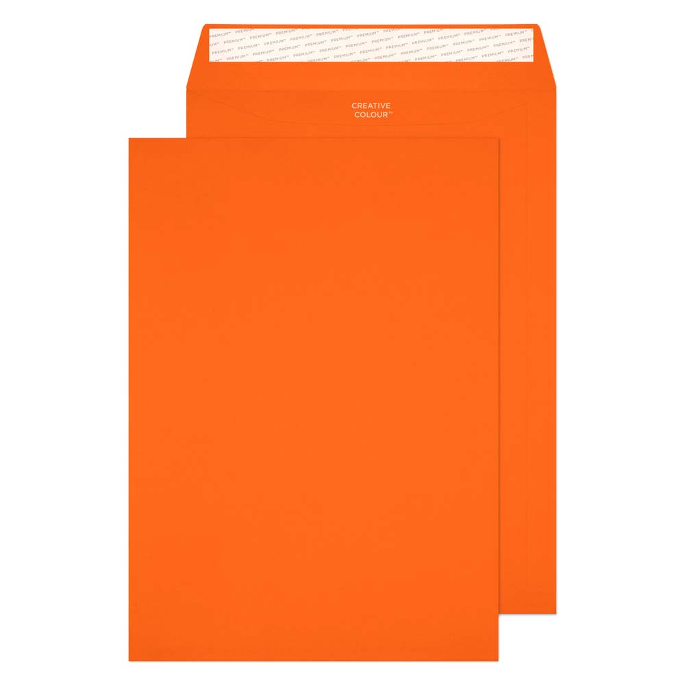 C4 Sunset Orange Pocket 120gsm Peel & Seal Envelopes (Qty 250) 229mm x ...