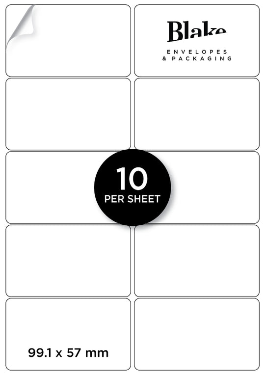 A4 Laser Labels, 99.1 x 57mm, Plain, 10 per sheet - Qty 100 Sheets ...