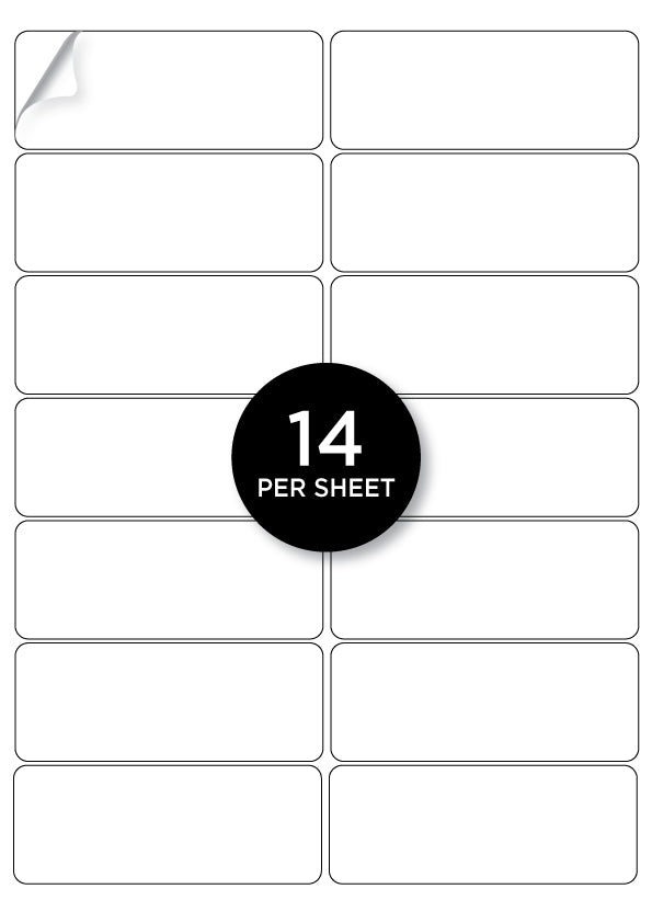 A4 Laser Labels, 99.1 x 38.1mm, Plain, 14 per sheet - All Colour Envelopes