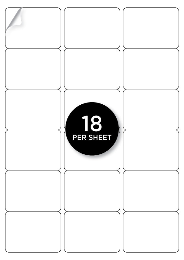 A4 Laser Labels, 63.5x46.6mm, Plain, 18 per sheet (Qty 100) - All ...
