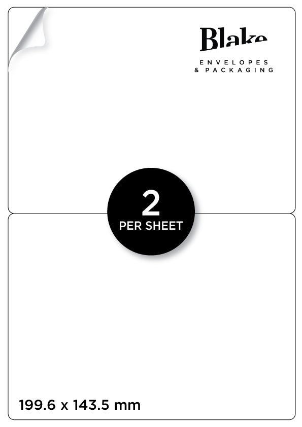 Laser Labels, 2 per A4 sheet, Pack of 100 sheets, 200 in total, Self A ...