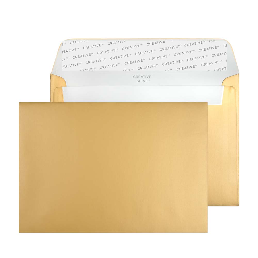 C6 Metallic Gold 130gsm Wallet Peel and Seal Envelopes (Qty 25) 114mm ...