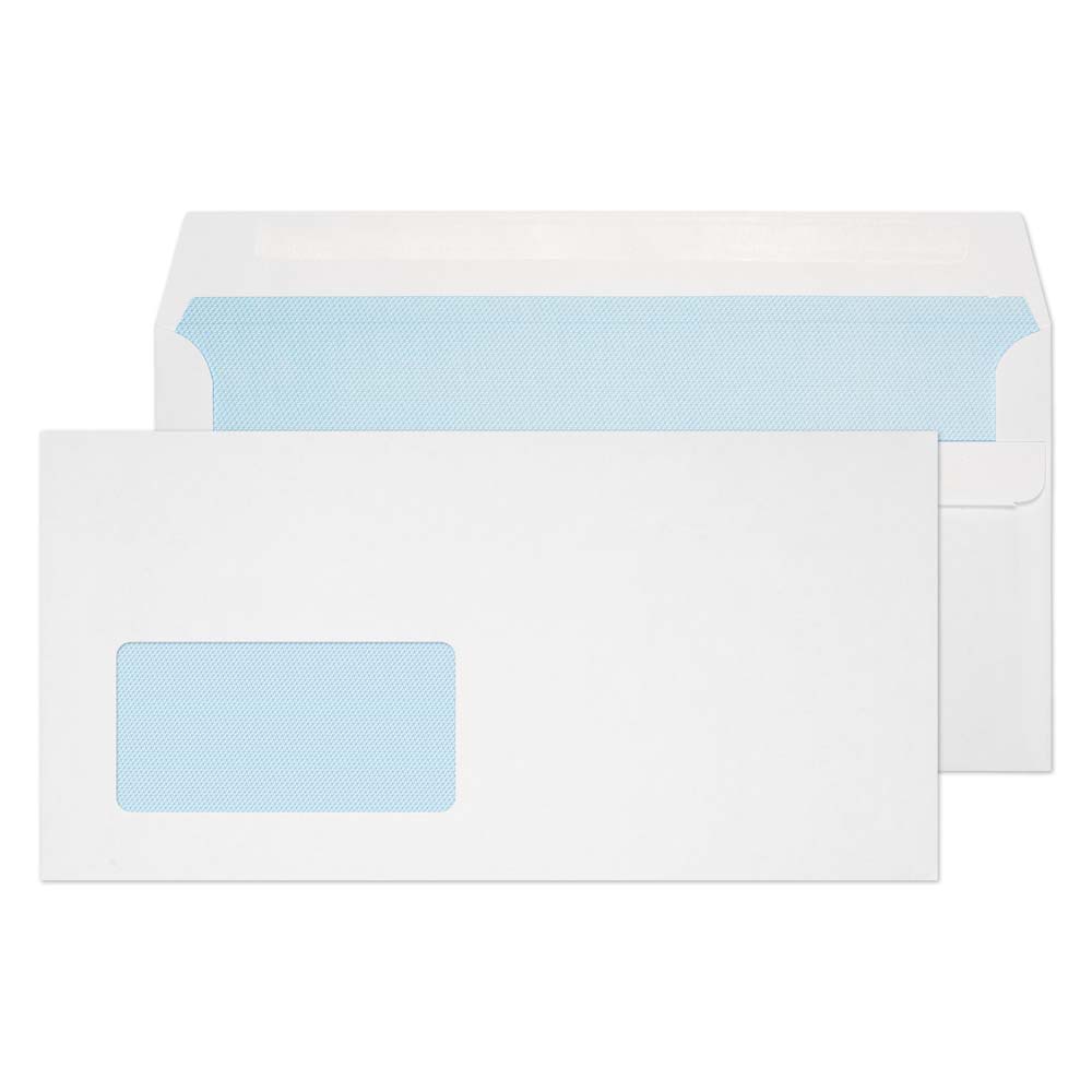 DL+ White 90gsm Low Window Self Seal Wallet Envelopes (Qty 1000) 121mm ...