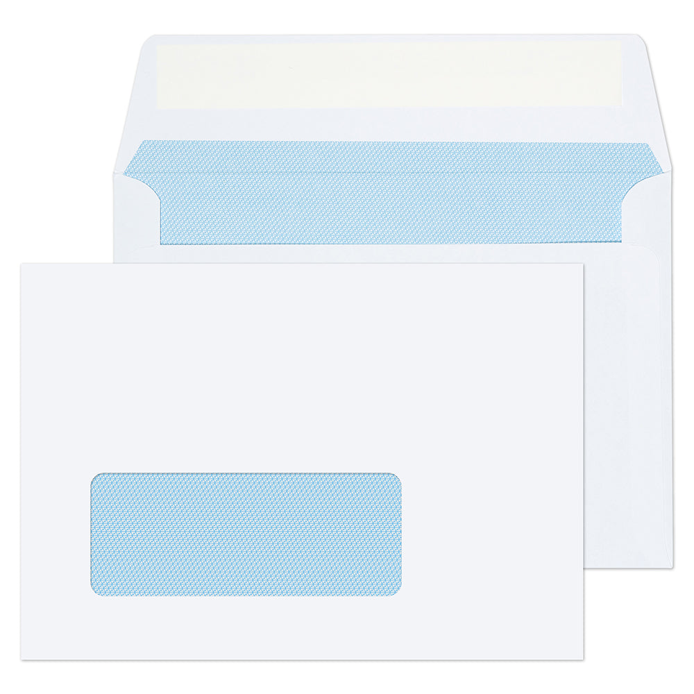 C6 White Window 100gsm Peel & Seal Wallet Envelopes (Qty 1000) 114mm x ...