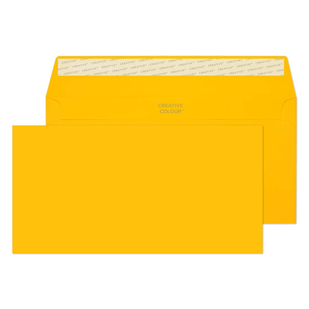 DL+ Egg Yellow 120gsm Peel & Seal Wallet Envelopes (Qty 25) 114mm x 22 ...