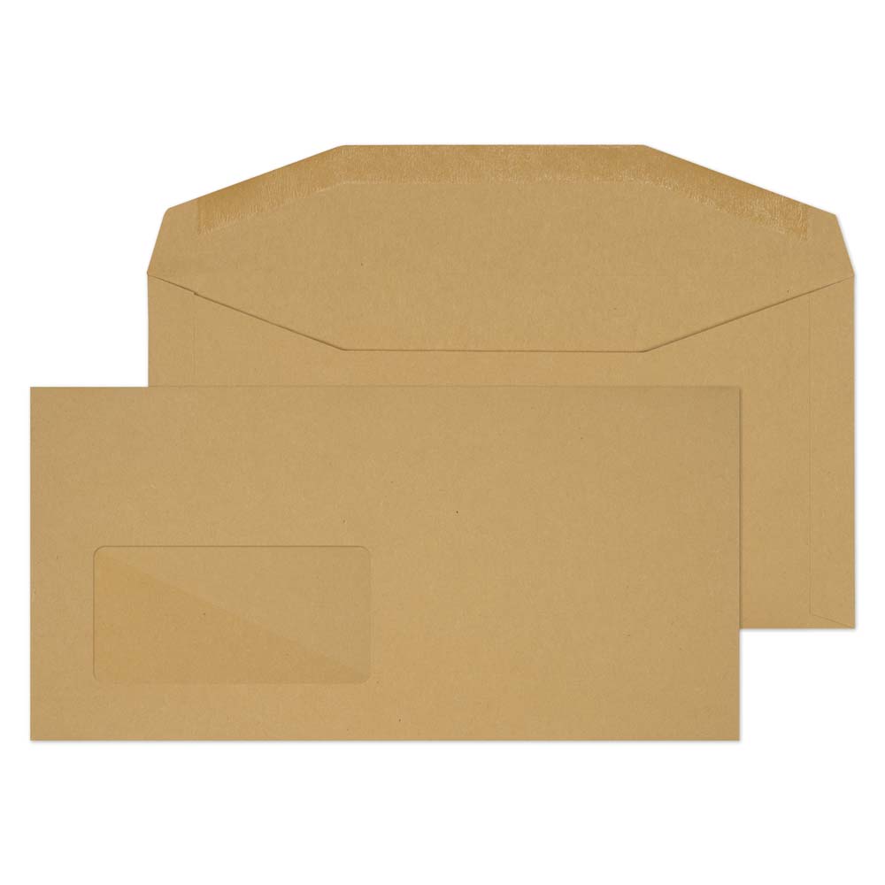 DL+ Mailer Gummed Window Manilla 80gsm Envelopes (Qty 1000) 114mm x 22 ...