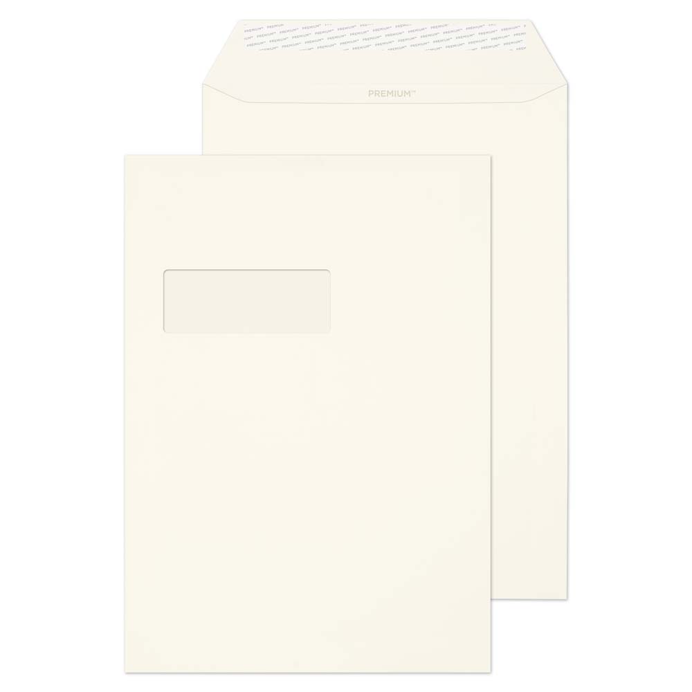 C4 High White Wove 120gsm Peel & Seal Window Pocket Envelopes (Qty 250 ...