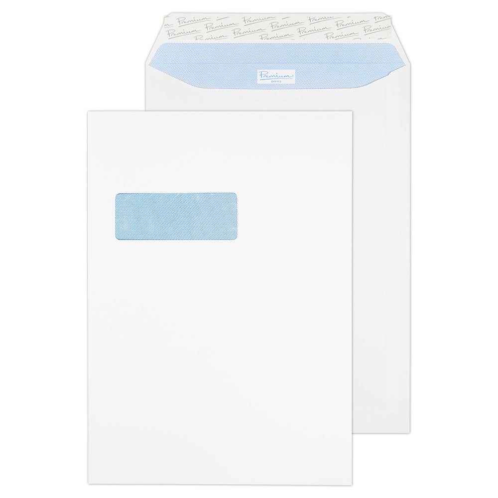 C4 Ultra White Wove 120gsm Peel & Seal Window Pocket Envelopes (Qty 25 ...