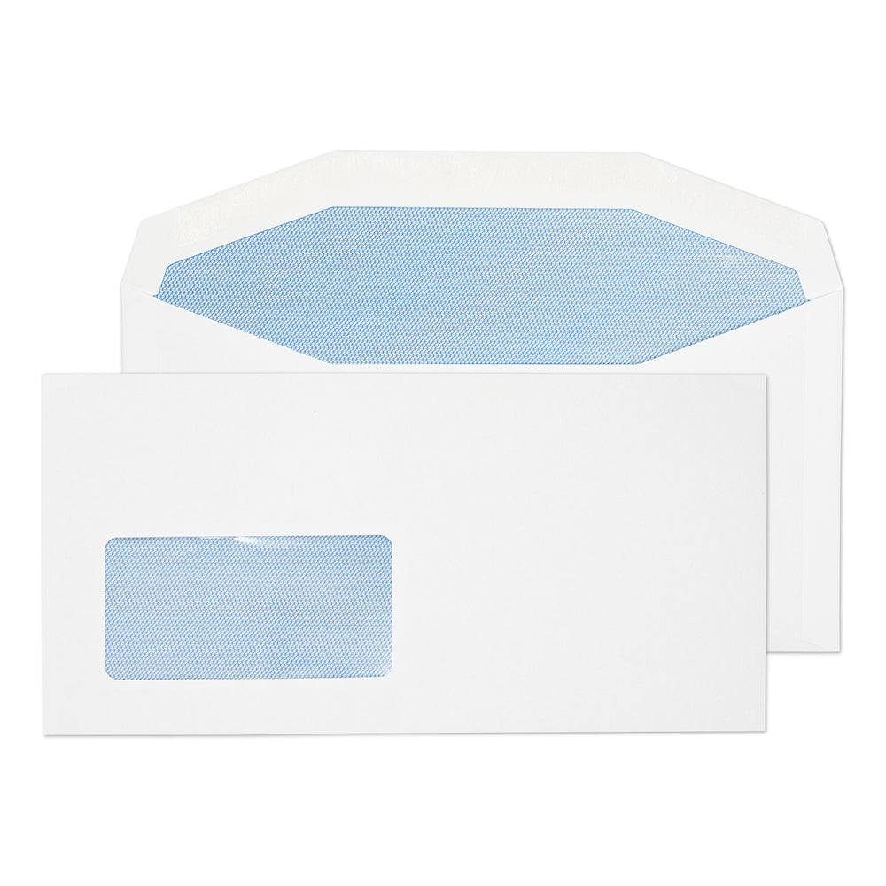 DL+ Mailer Gummed Low Window White 90gsm Envelopes (Qty 1000) 114mm x ...
