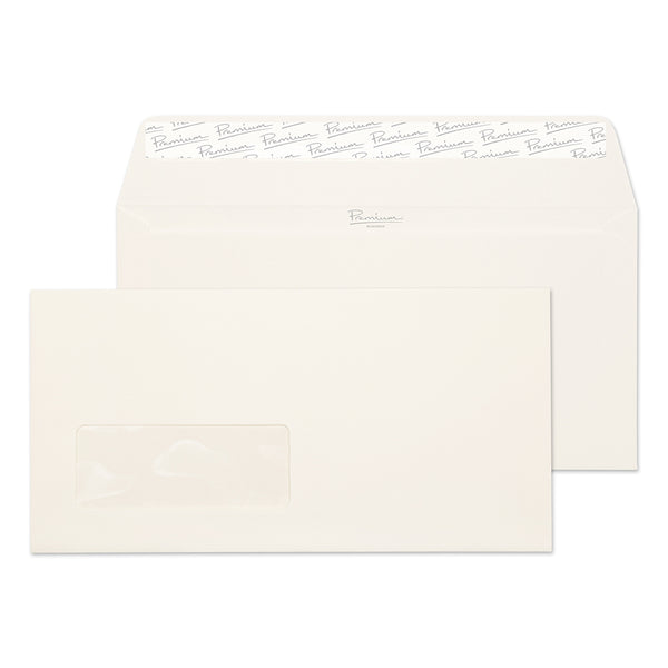 110 x 220 DL High White Laid 120gsm Peel and Seal Window Wallet Envelo ...