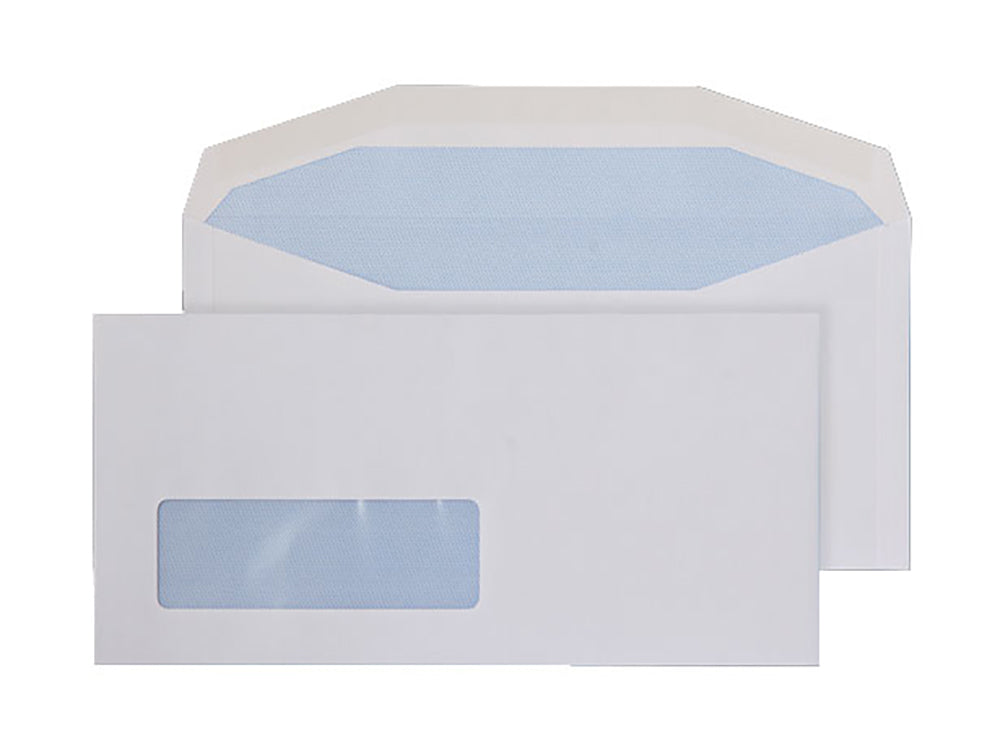 DL+ Mailer Gummed Window White 90gsm Envelopes (Qty 1000) 114mm x 235m ...