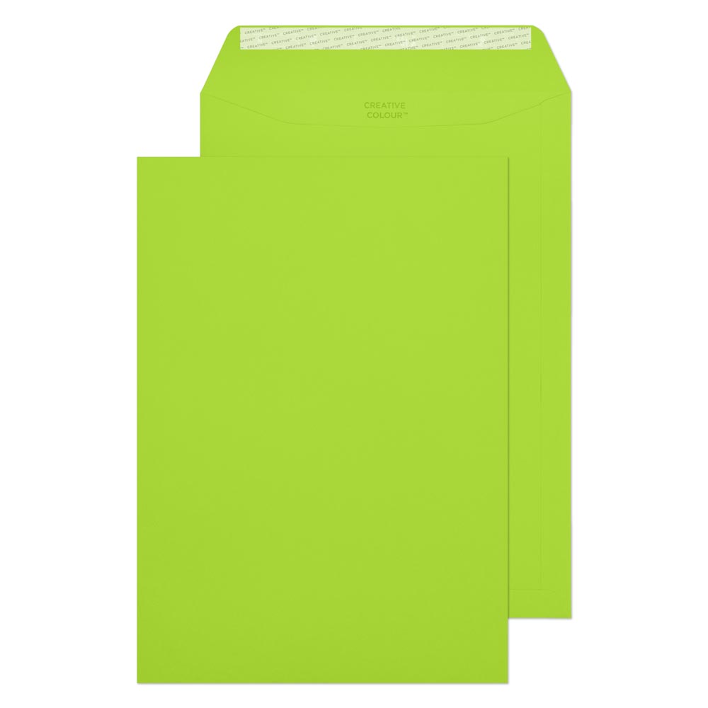 C4 Lime Green 120gsm Peel & Seal Pocket Envelopes (Qty 10) 229mm x 324 ...