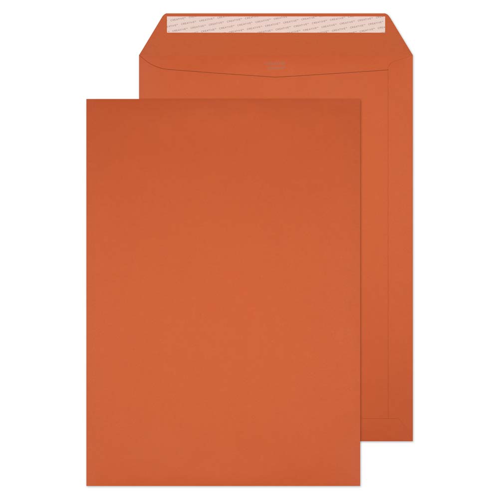C4 Marmalade Orange 120gsm Peel & Seal Pocket Envelopes (Qty 250) 229m ...