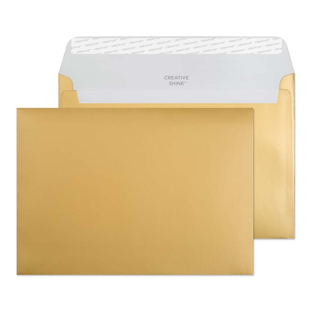 C5 Metallic Gold 130gsm Wallet Peel & Seal Envelopes (Qty 25) 162mm x ...