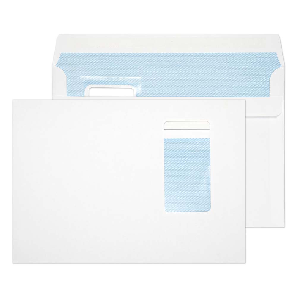 C5 White 100gsm Portrait Window Self Seal Wallet Envelopes (Qty 500) 1 ...