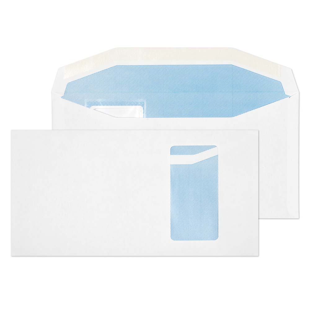 DL+ Mailer Gummed Portrait Window White 90gsm Envelopes (Qty 1000) 121 ...