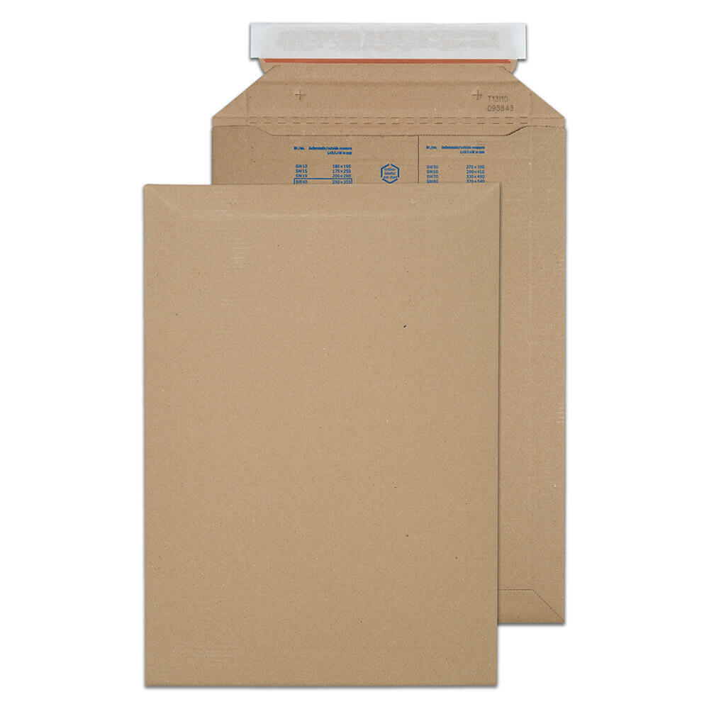 490mm x 330mm Kraft Peel & Seal Corrugated Pocket (Qty 100 - 5 Packs o ...