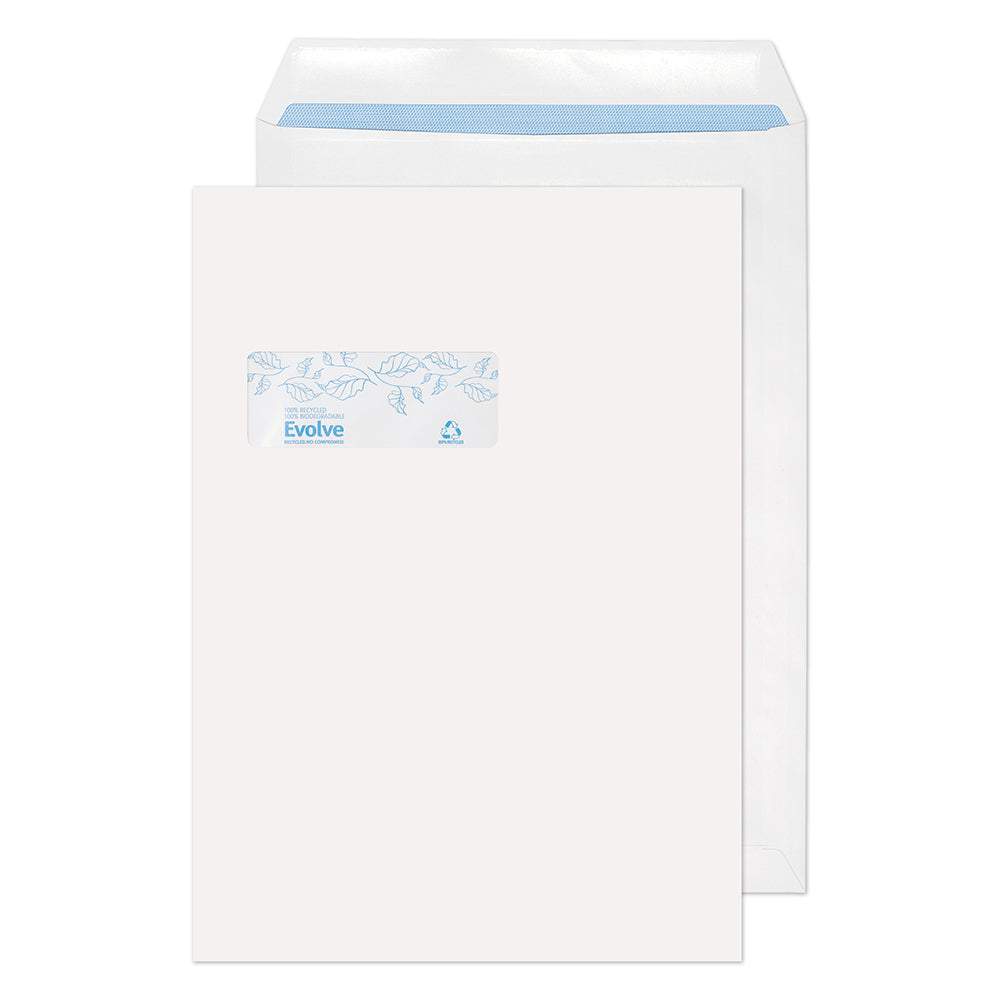 C4 Pocket Self Seal Window White 100gsm Envelopes (Qty 250) 229mm x 32 ...
